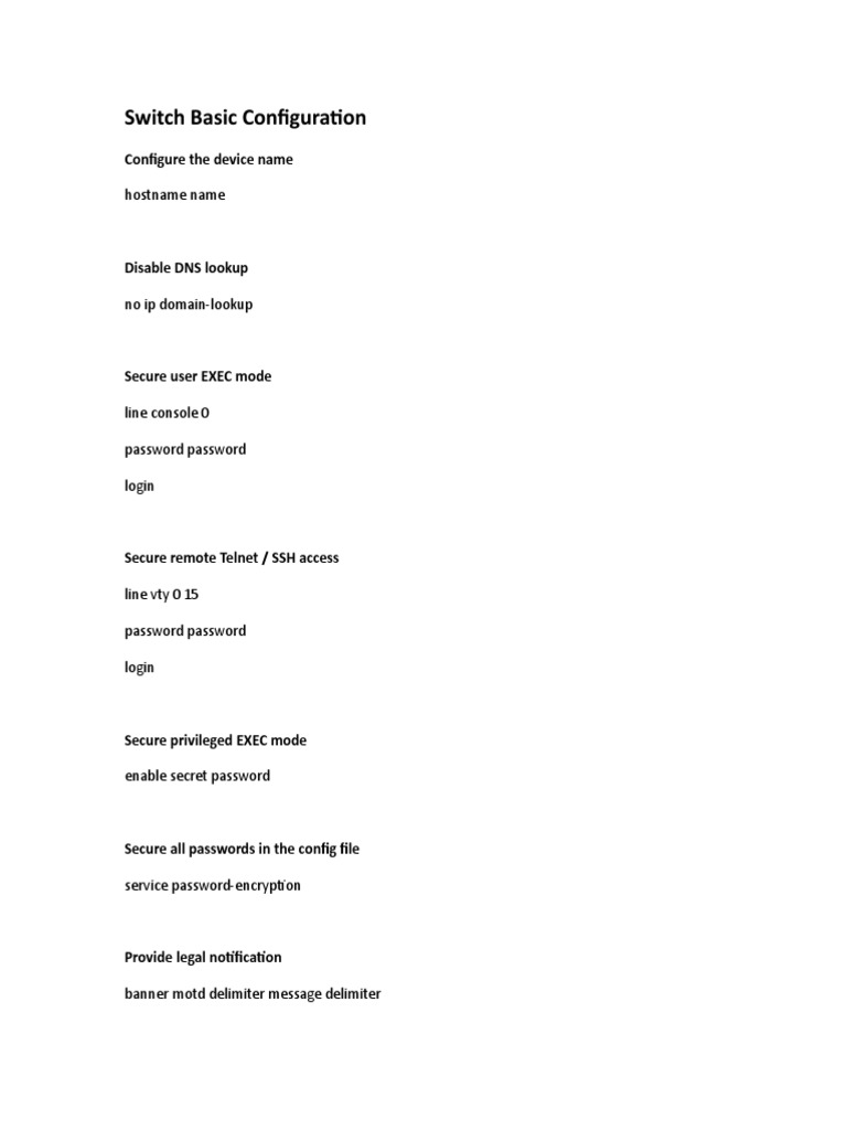 Basic Conf Cli Route and Switch | PDF