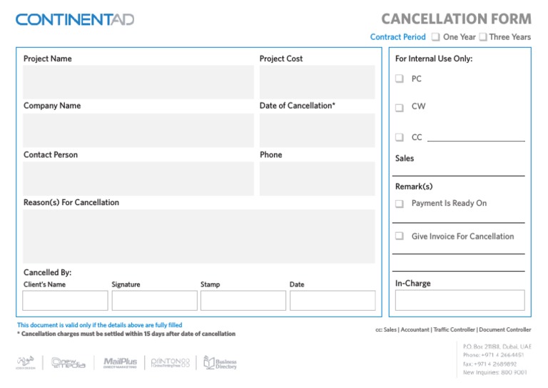Project Cancellation Form Template | PDF