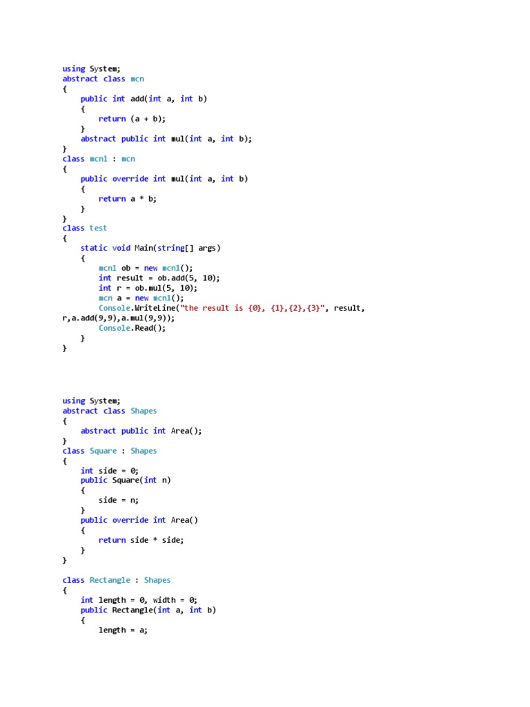 Abstract Class & Methods | PDF | Class (Computer Programming) | Inheritance (Object Oriented ...