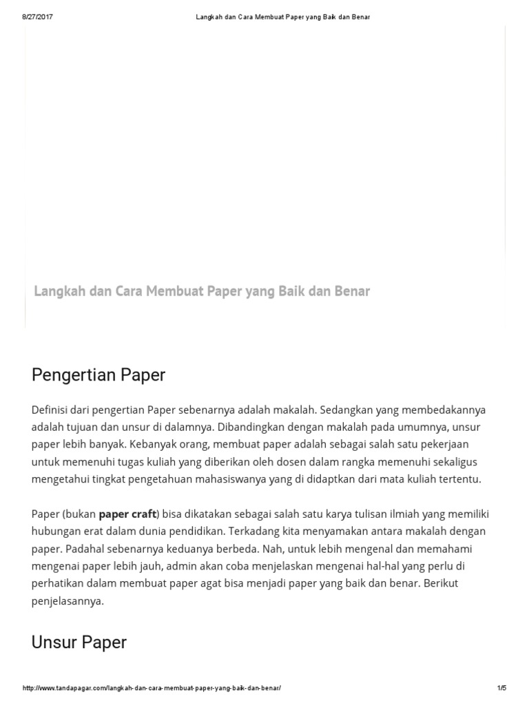 Langkah Dan Cara Membuat Paper Yang Baik Dan Benar | PDF
