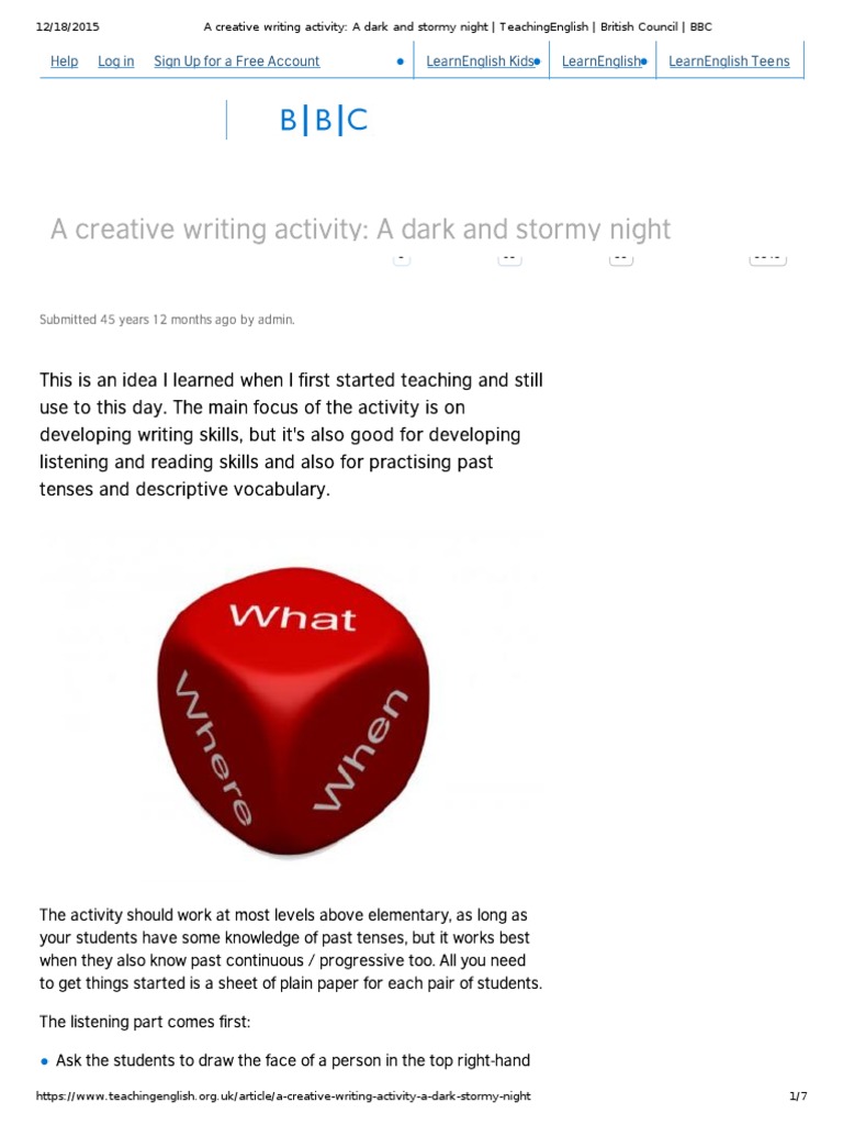 A Creative Writing Activity - A Dark and Stormy Night - TeachingEnglish ...