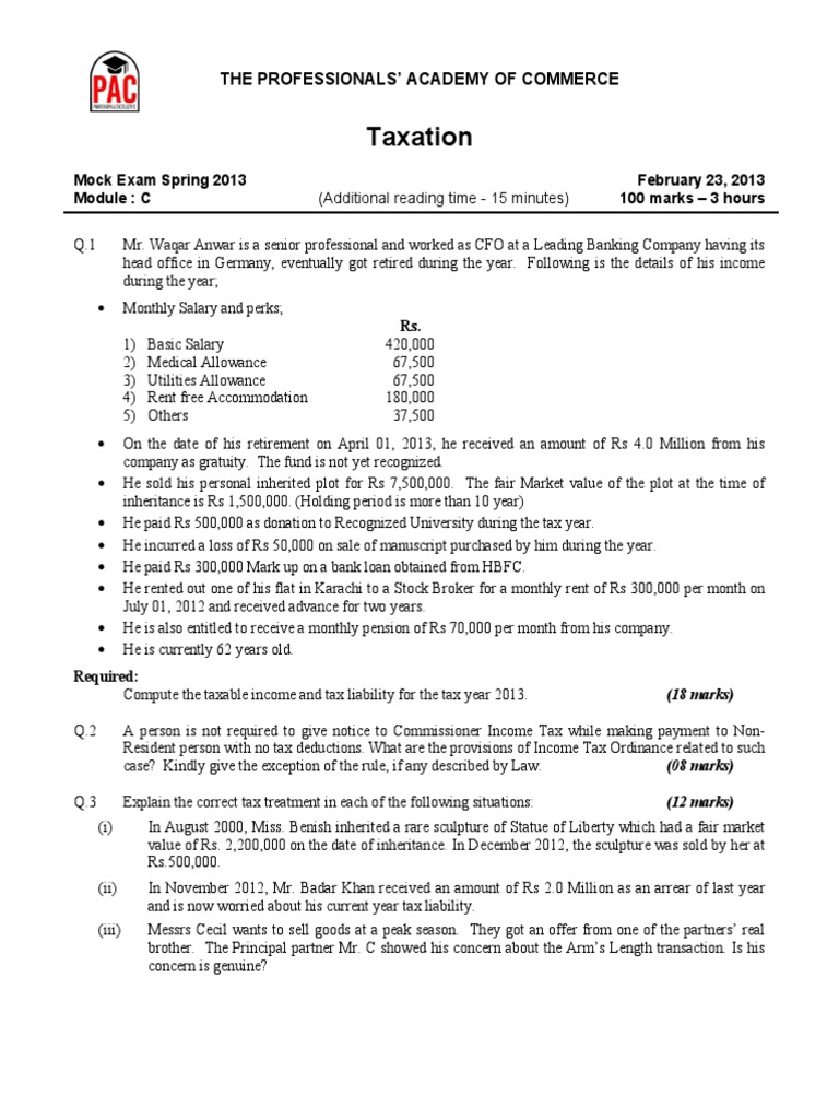 Taxation Pac Mock s13 PDF | PDF | Sales Taxes In The United States ...