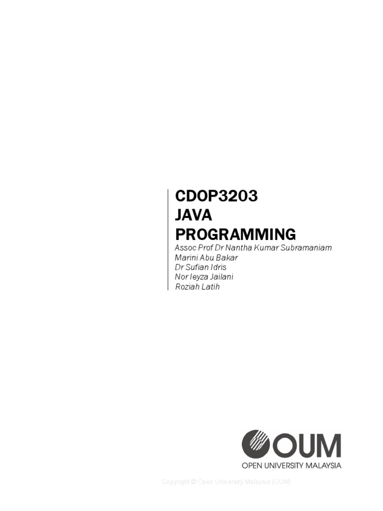 CDOP3203 Java Programming | PDF | Class (Computer Programming) | Method (Computer Programming)