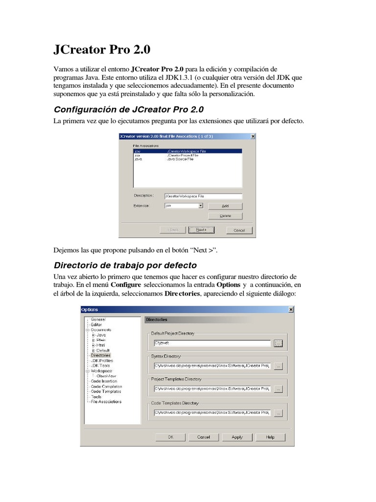 Configuración JCreator Pro 2.0 | PDF | Java (lenguaje de programación ...