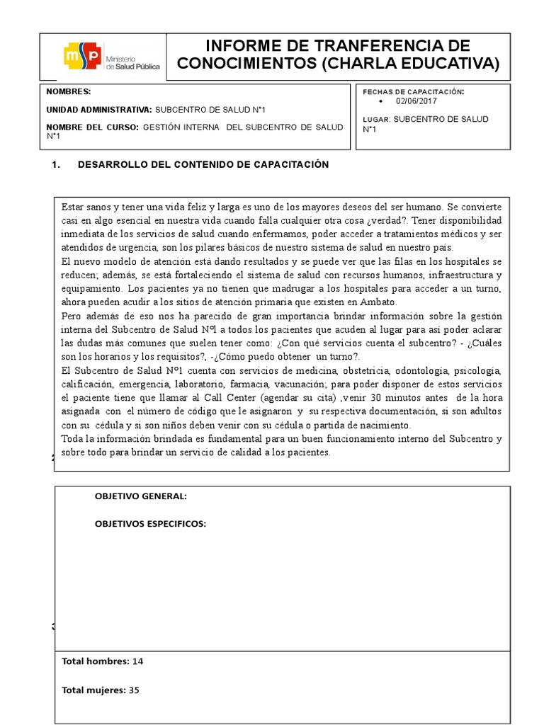Informe Centro de Salud | PDF | Hospital | Partería