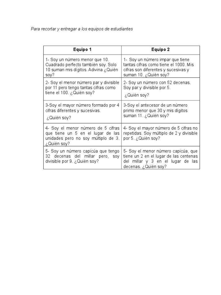 Adivina Quien Soy | PDF | Aritmética | Teoría de los números