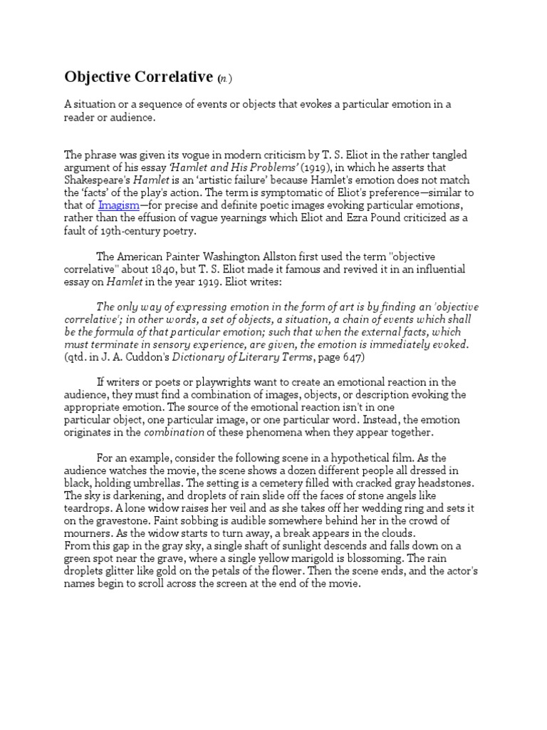 Objective Correlative | PDF | T. S. Eliot