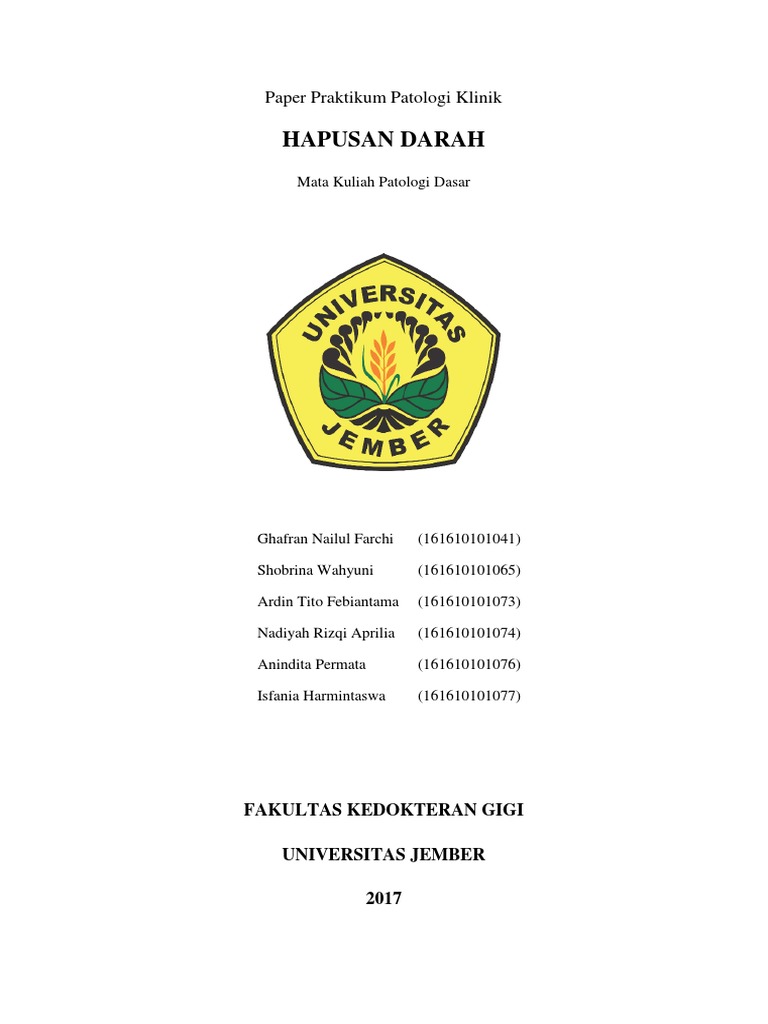 Paper Hapusan Darah PK B3 | PDF | Ilmu Sosial | Kesehatan Holistik