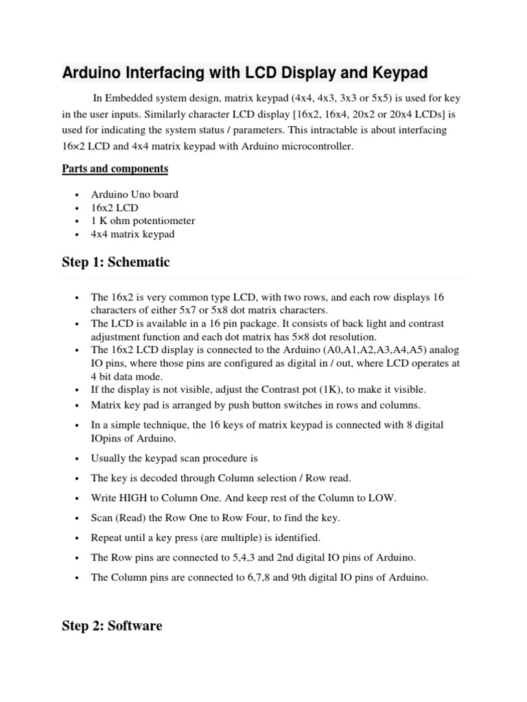 Arduino Interfacing With LCD Display and Keypad | PDF | Liquid Crystal ...