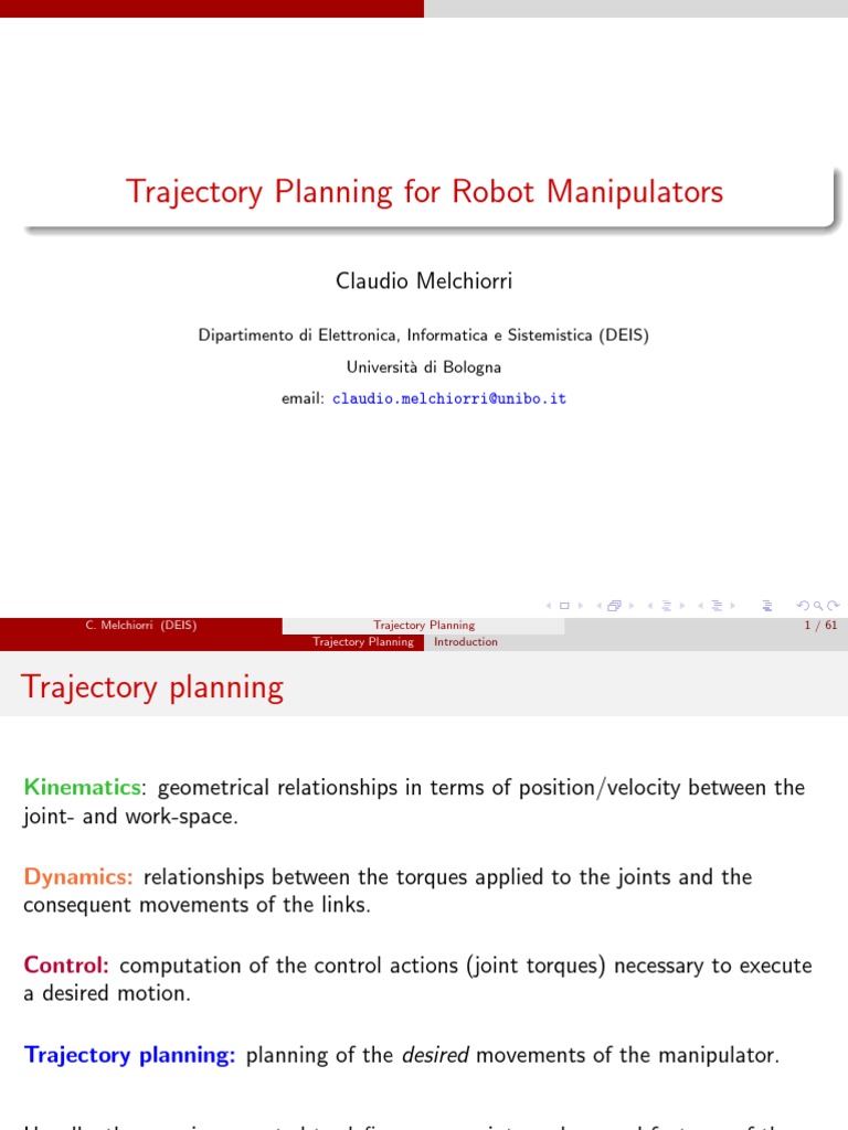 Trajectory Planning For Robot Manipulators | PDF | Acceleration ...