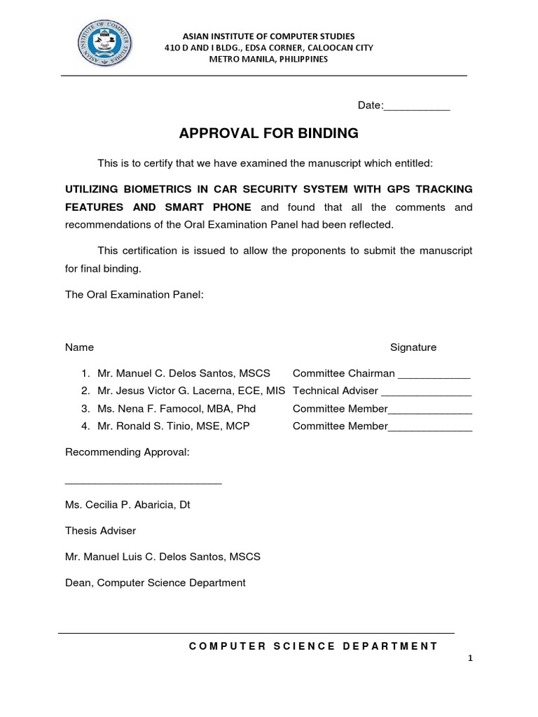 Approval Title Page | PDF | Thesis | Usability