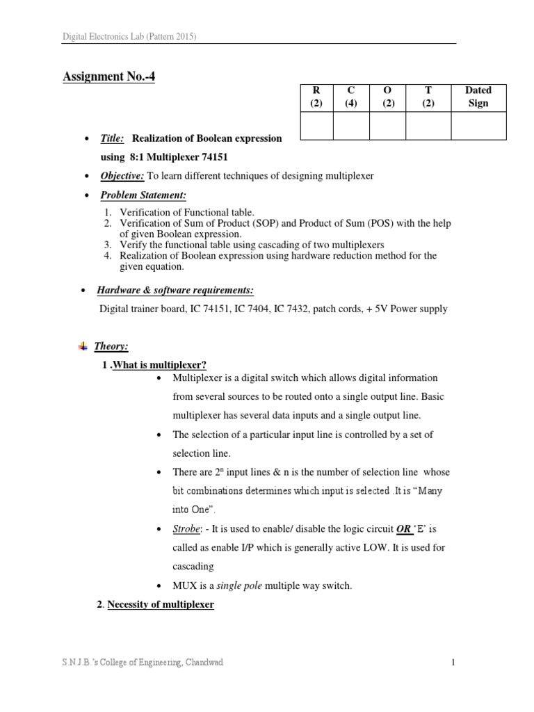 4 Mux | PDF | Digital Electronics | Areas Of Computer Science