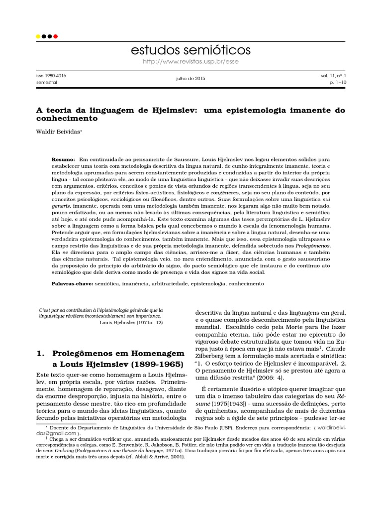 Hjelmslev PDF | PDF | Semiótica | Science