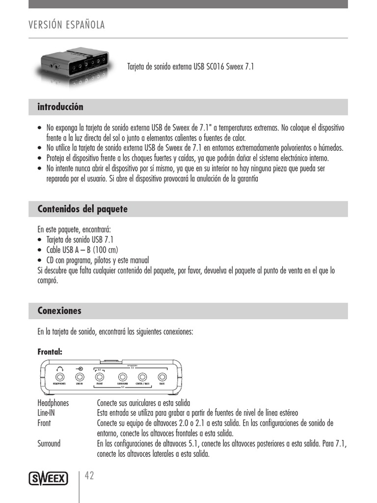 Sweex SC016 - Manual - Spa PDF | PDF | USB | Micrófono