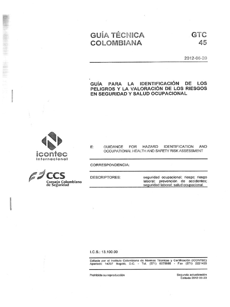 Guia Tecnica Colombiana GTC 45-2012 | PDF
