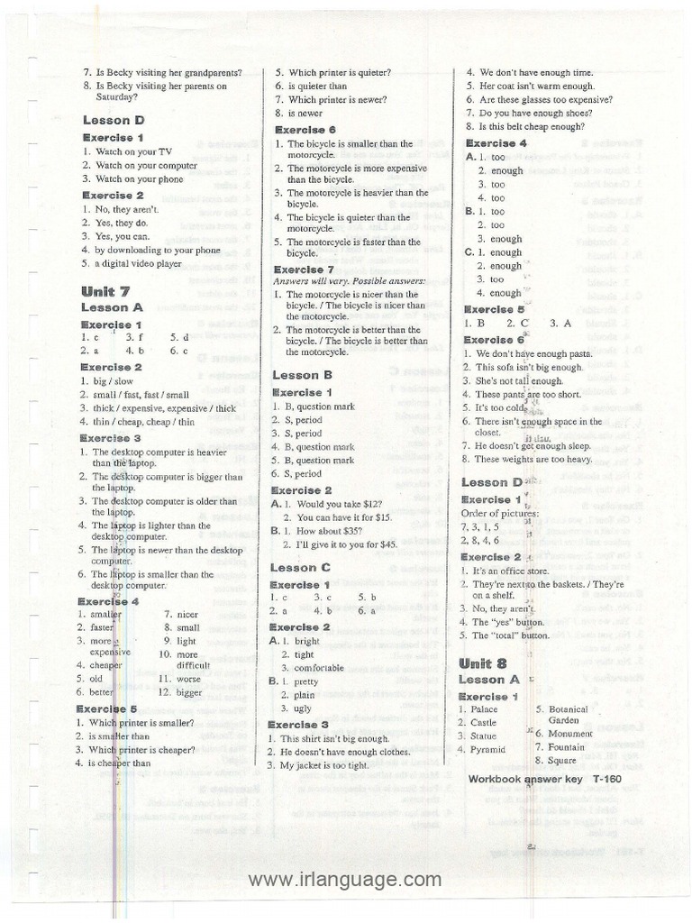 Respostas Answer Workbook Four Corners | PDF