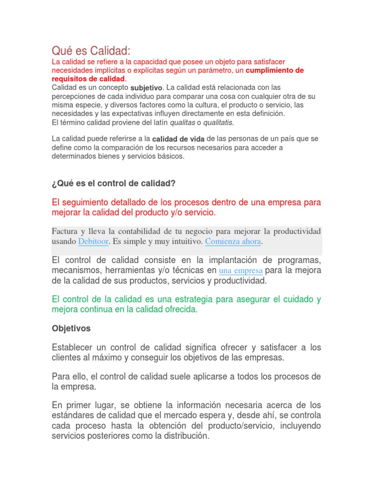 Qué Es Calidad | PDF | Gestión de la calidad | Calidad (comercial)