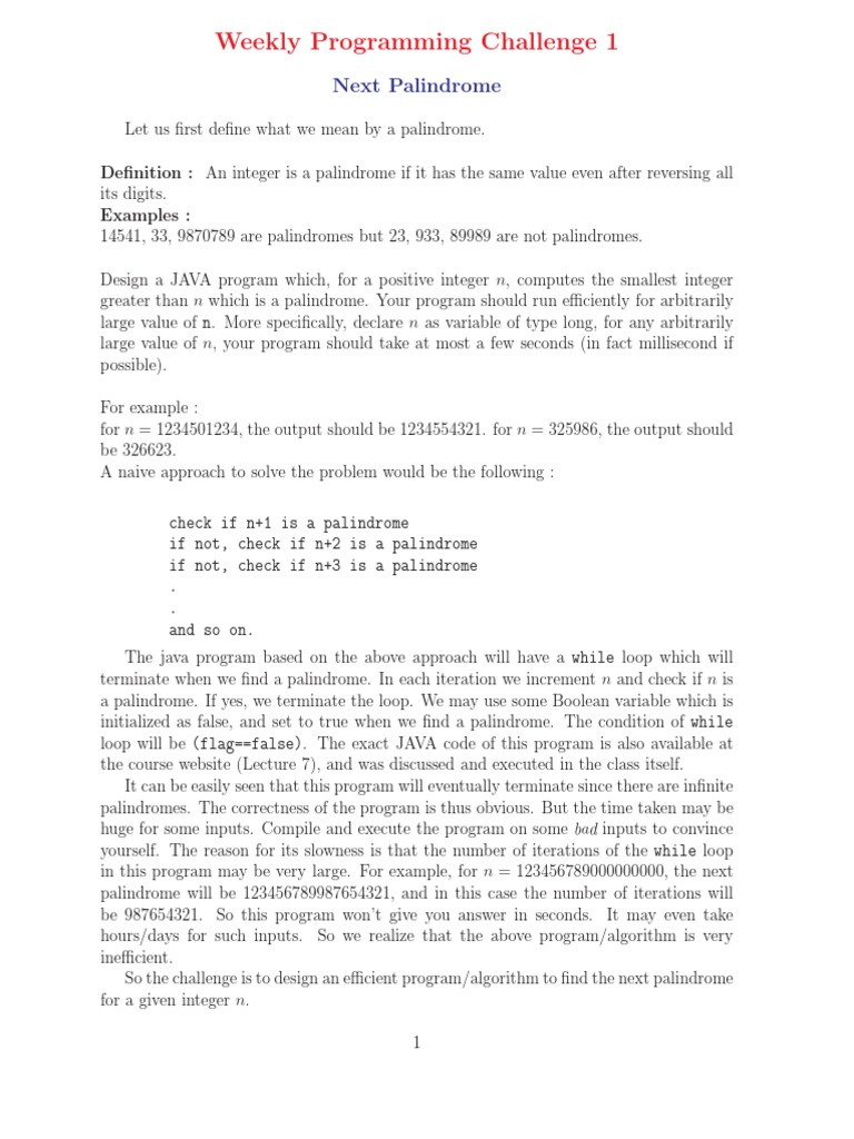 Java Palindrome Challenge | PDF | Teaching Methods & Materials | Computers