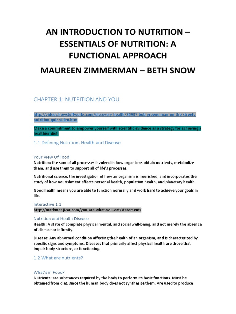 An Introduction To Nutrition | PDF | Nutrients | Nutrition
