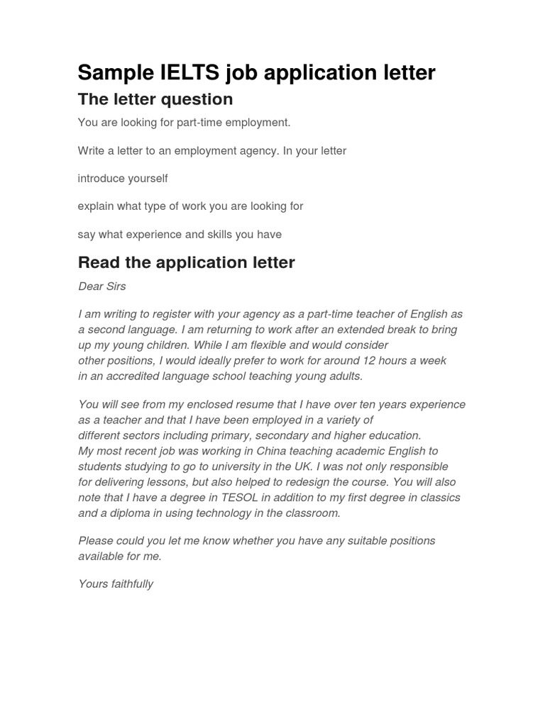 Part Time Application Letter | PDF