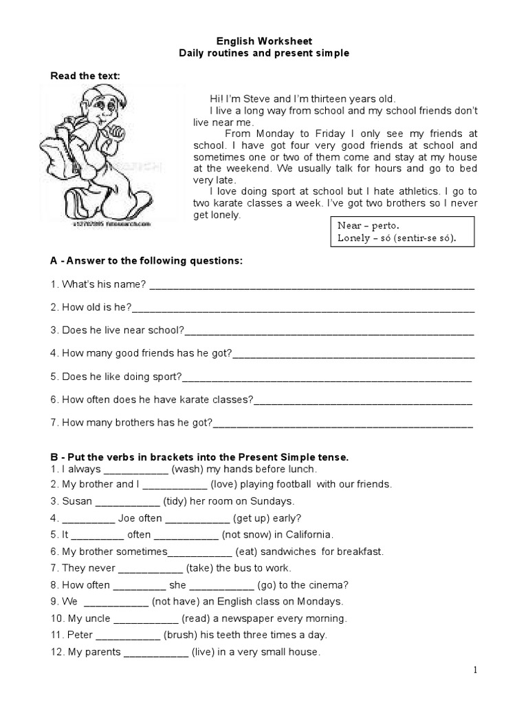 Worksheet Present Simple and Daily Routines1 | PDF | Workweek And ...