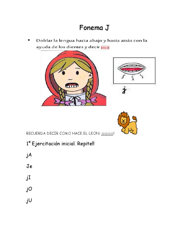 Fonema J Silabas Iniciales Mediales y Finales | PDF