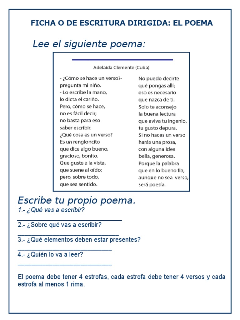 Cómo Escribir un Poema de 4 Estrofas | PDF