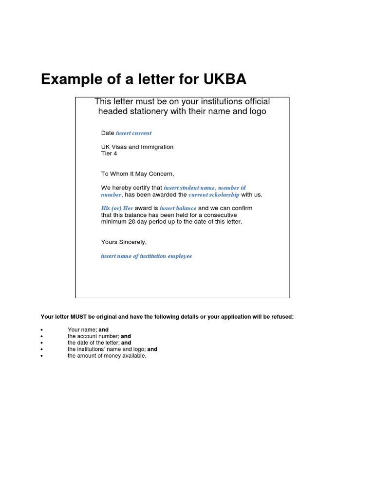 Example Letter For UKBA | PDF