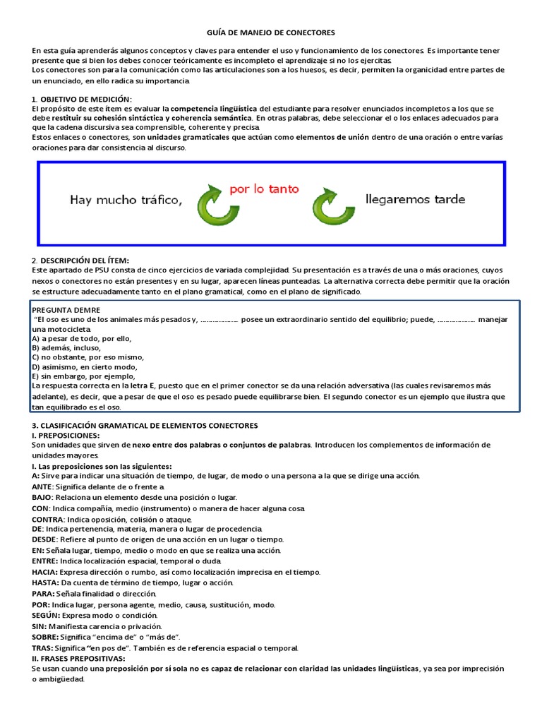 Guía de Manejo de Conectores | PDF | Adverbio | Oración (Lingüística)