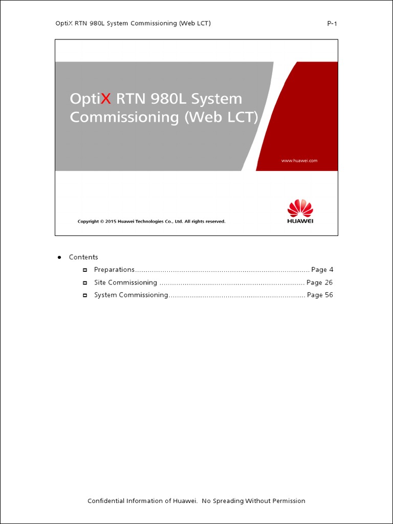 OptiX RTN 980L System Commissioning (Web LCT) | PDF | Optical Fiber | Switch