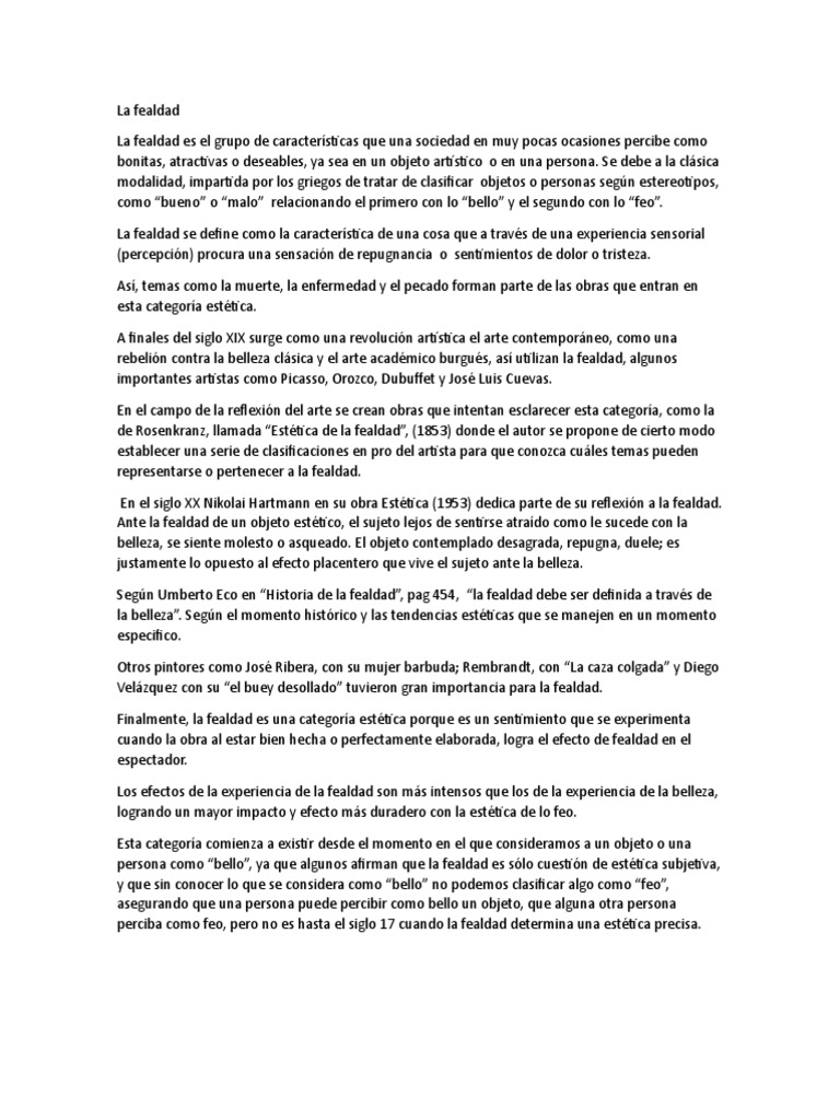 La Fealdad | PDF | Belleza | Estética