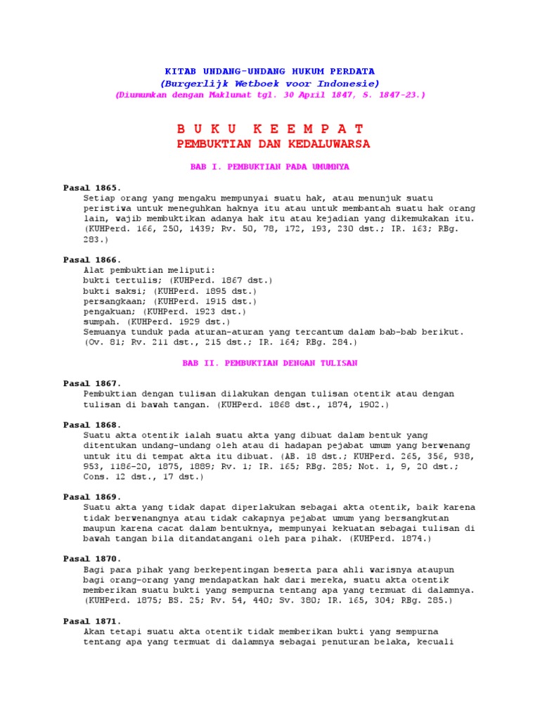 KUH Perdata (Buku IV Pembuktian) | PDF