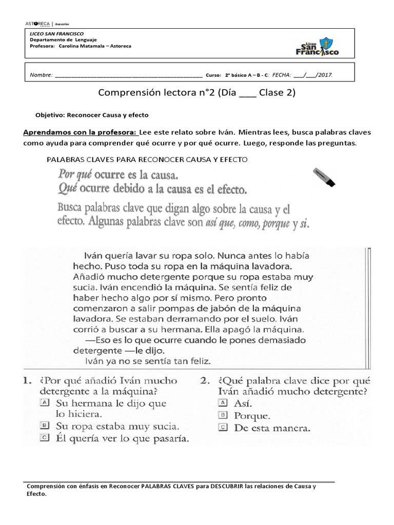 Comprension Lectora 1 CAUSA Y EFECTO | PDF