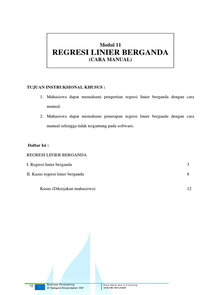 Contoh Regresi Linear | PDF