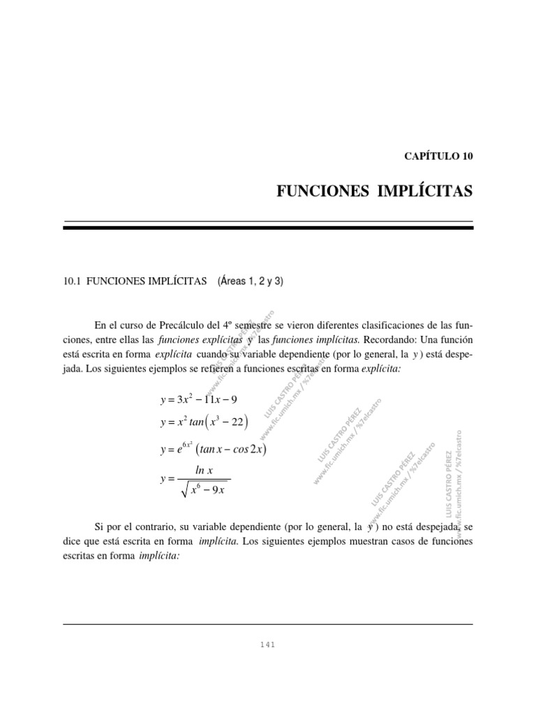 10 Derivadas de Funciones Implicitas PDF | PDF | Derivado | Fracción (Matemáticas)