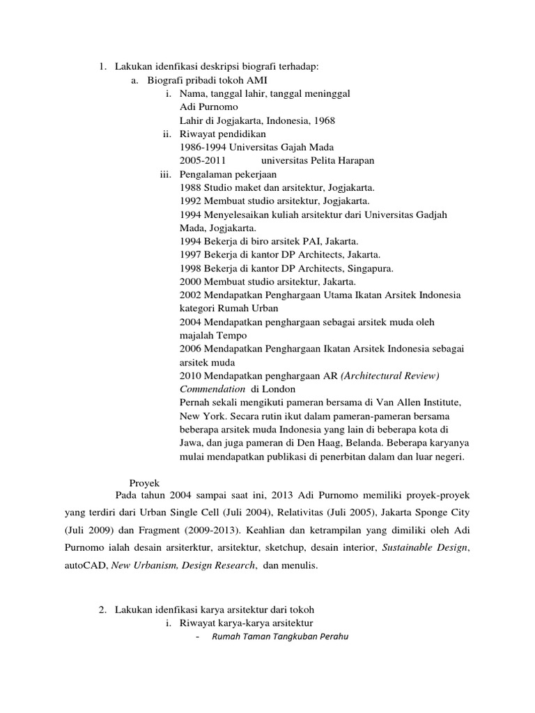 Adi Purnomo Architect | PDF