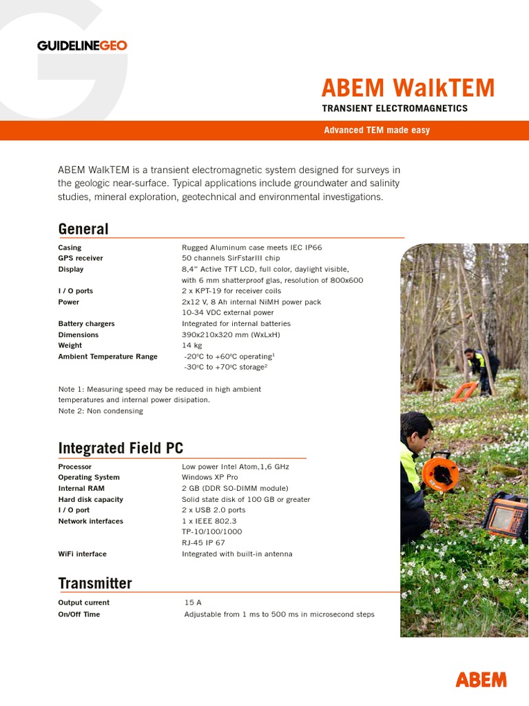 ABEM WalkTEM 2 Specifications | PDF | Battery (Electricity) | Hertz