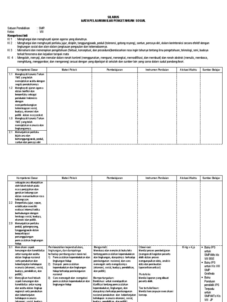 Silabus Ips SMP 8 | PDF