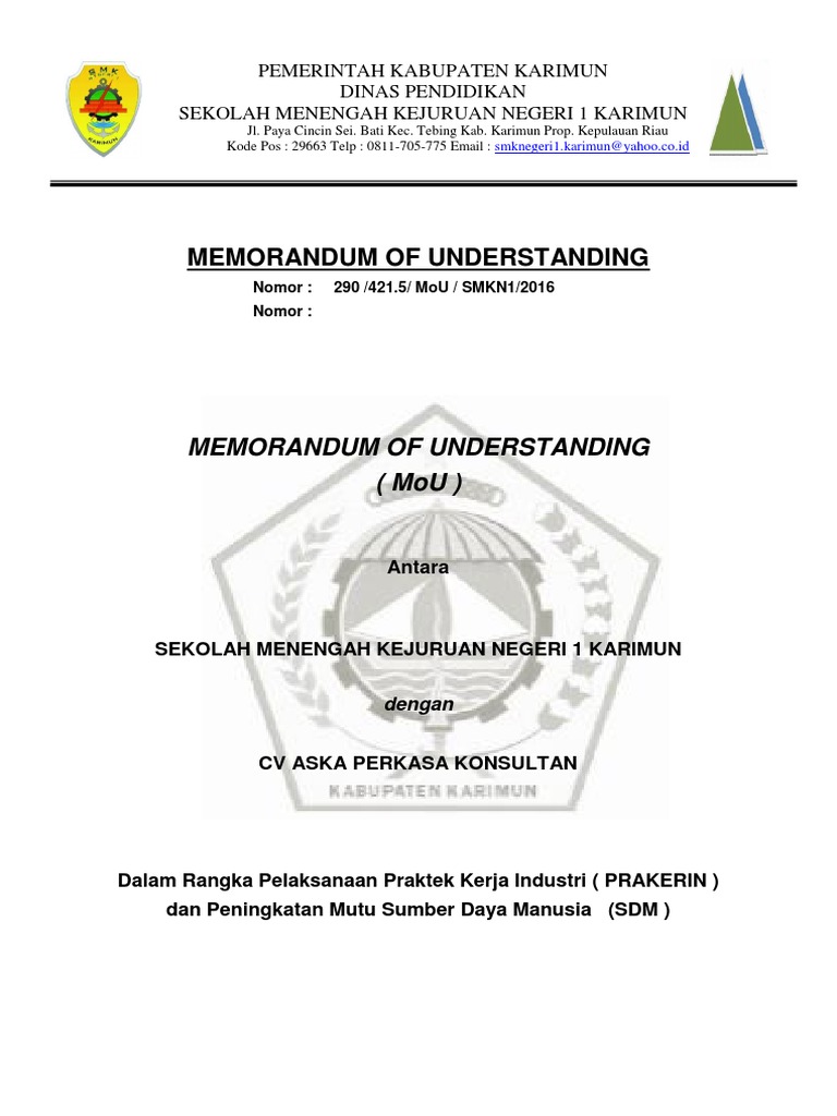Cover Mou DG CV - Aska | PDF