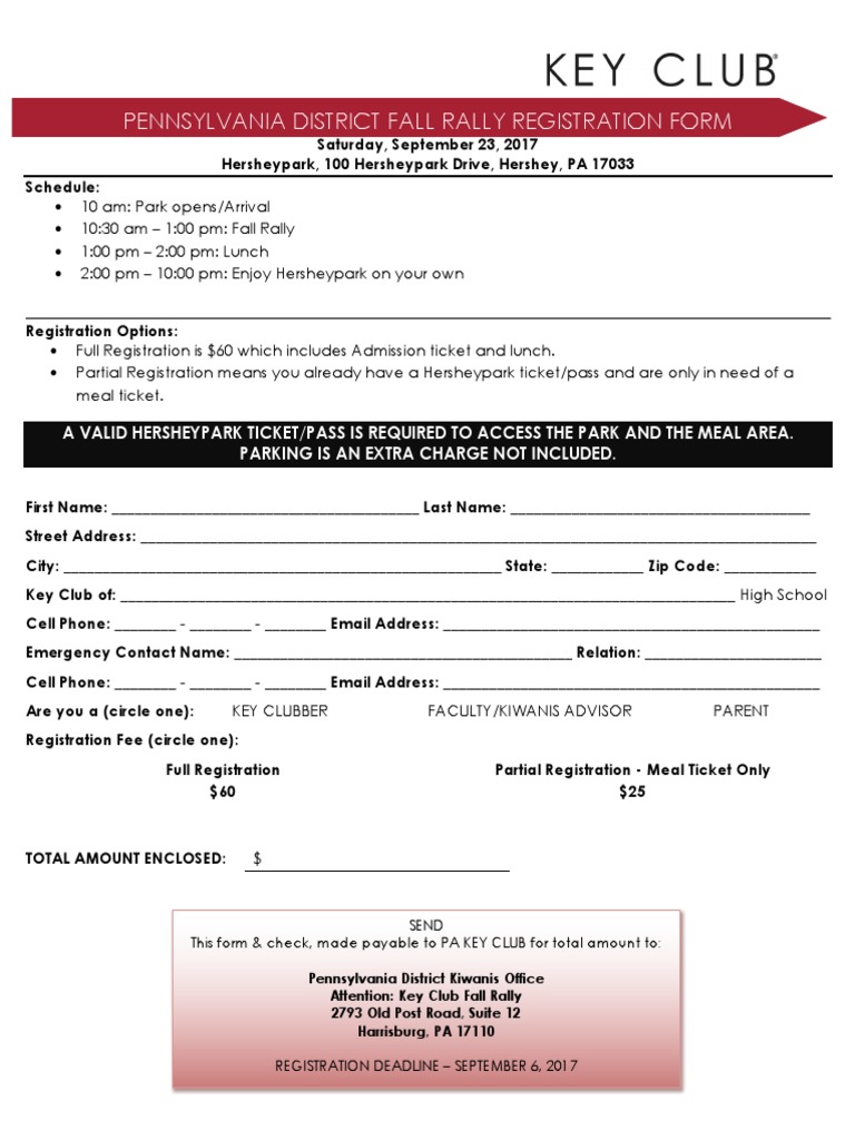 Pennsylvania Fall Rally Registration Form | PDF