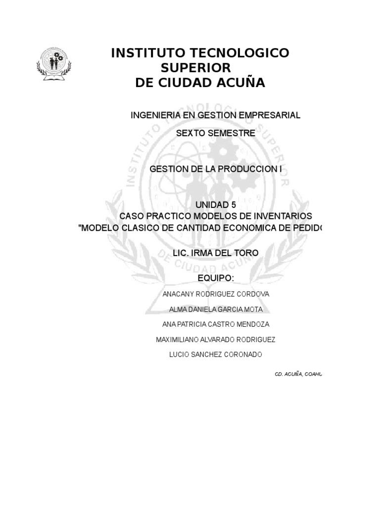 Modelo de Inventarios: Caso Práctico CEP | PDF | Inventario | Negocios ...