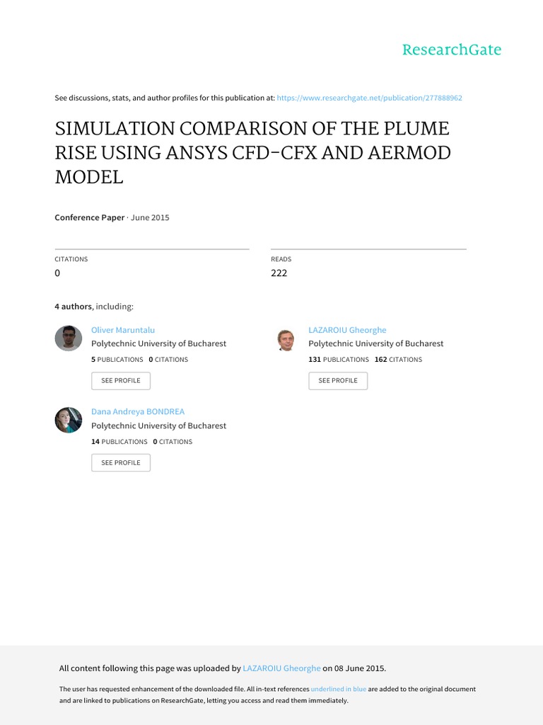 Simulation Comparison of The Plume Rise Using Ansys CFD-CFX and Aermod ...