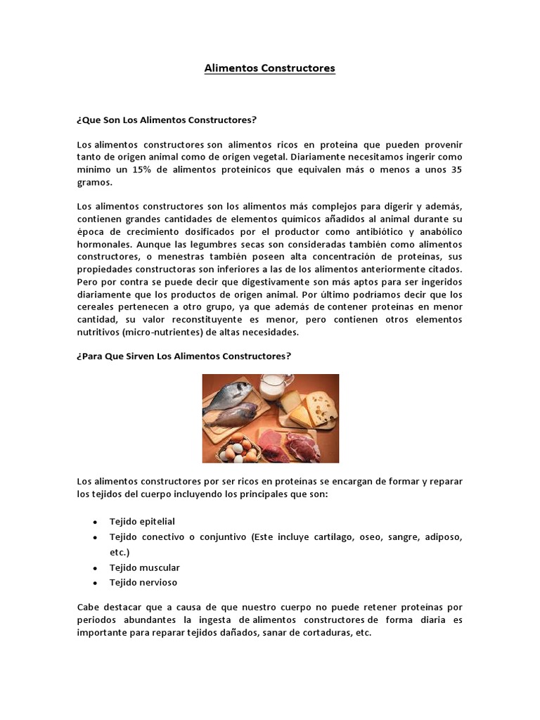 Alimentos Constructores | PDF | Proteínas | Carne