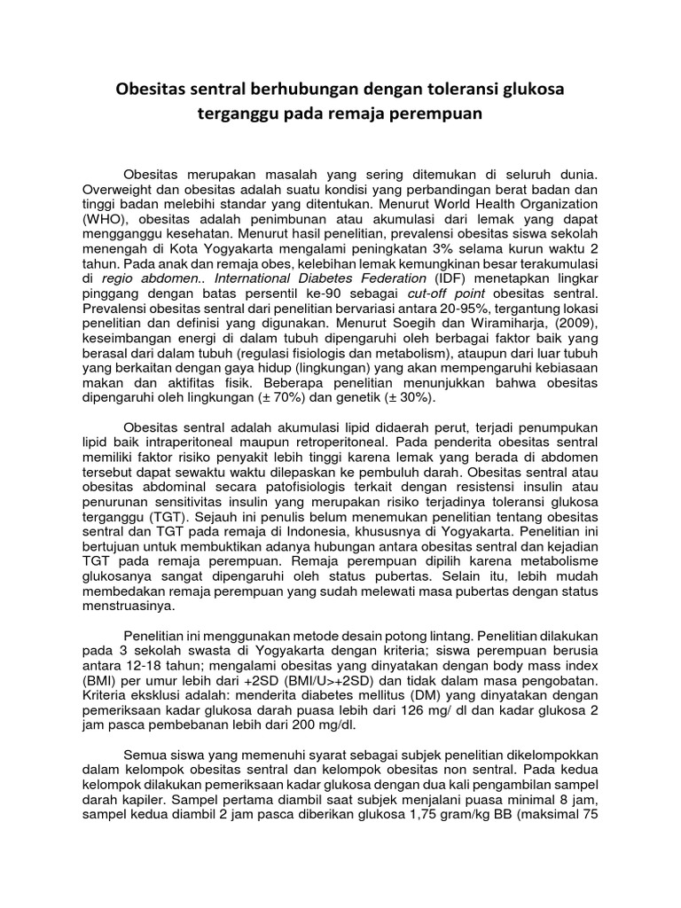 Review Jurnal 2 Obesitas Sentral Dengan.. | PDF