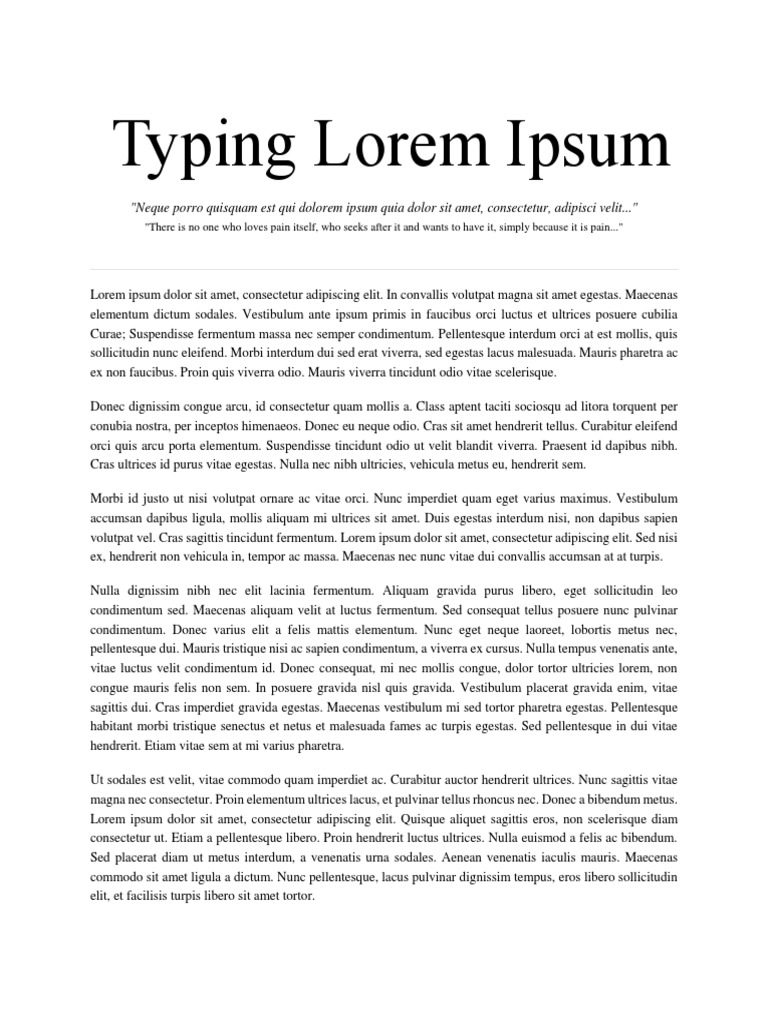 Typing Lorem Ipsum: "Neque Porro Quisquam Est Qui Dolorem Ipsum Quia ...