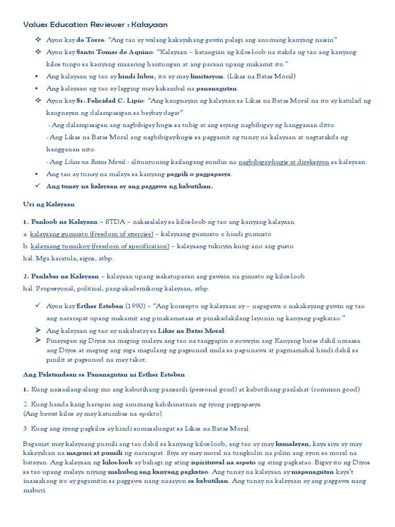 Values Education Reviewer | PDF