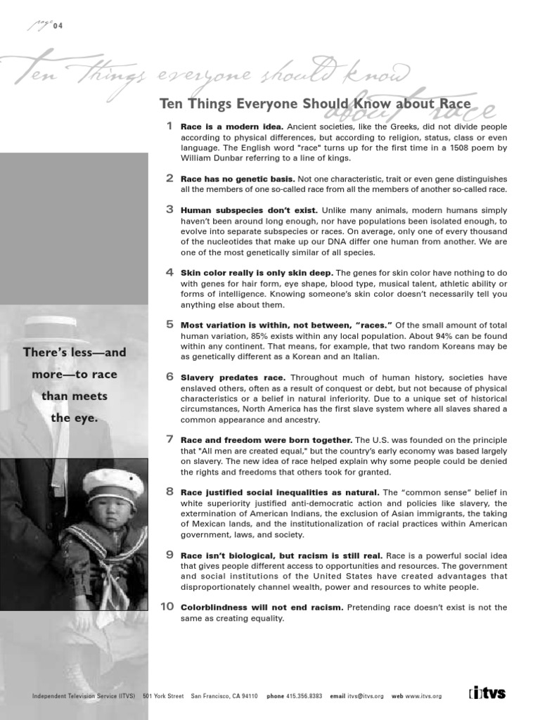 Ten Things Everyone Should Know About Race | PDF | Race (Human ...