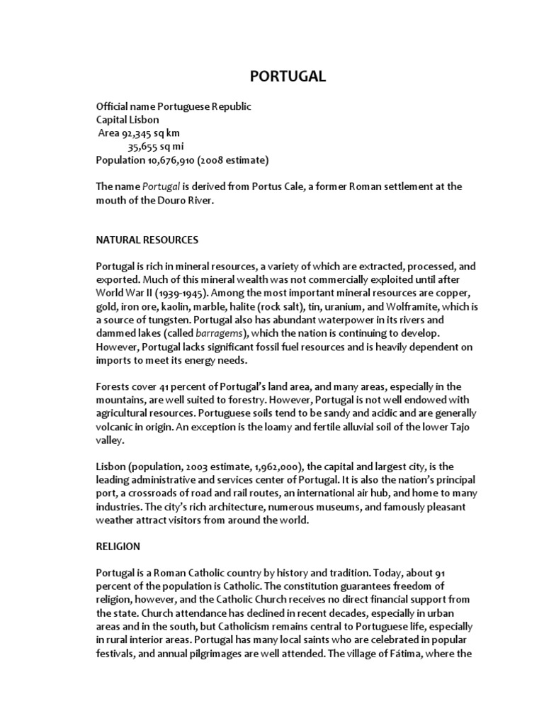 Portugal: Natural Resources | PDF | Portugal | Spain