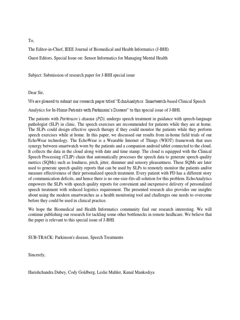 Cover Letter JBHI KM | PDF