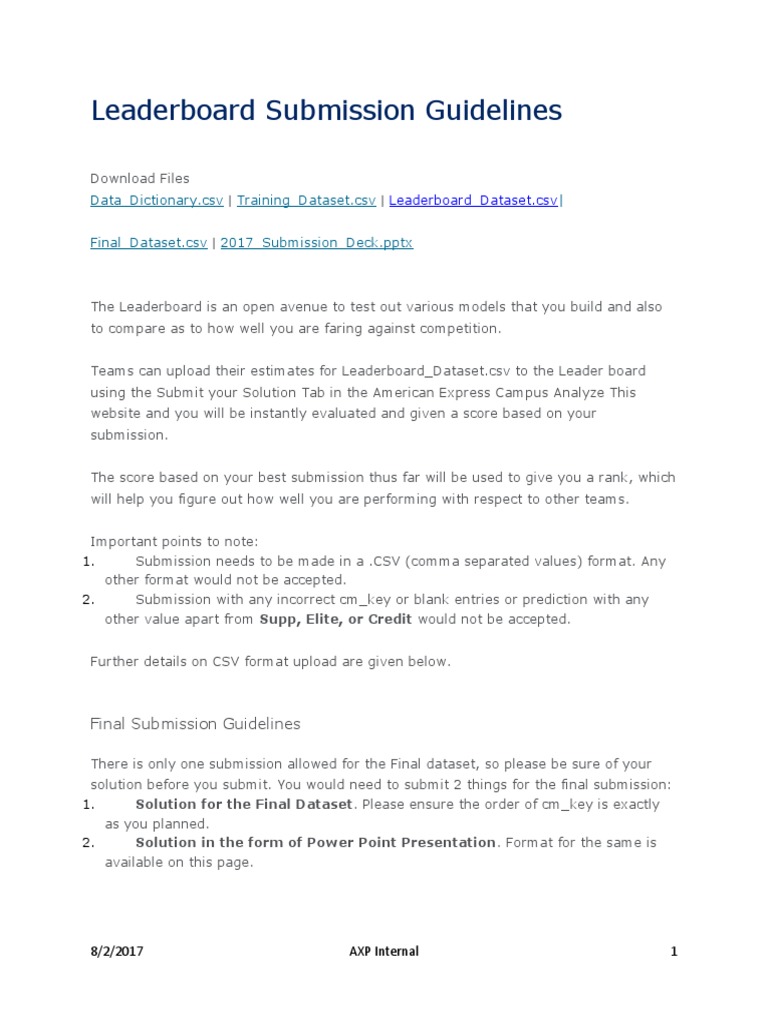 Leaderboard Submission Guidelines | PDF | Comma Separated Values | Business